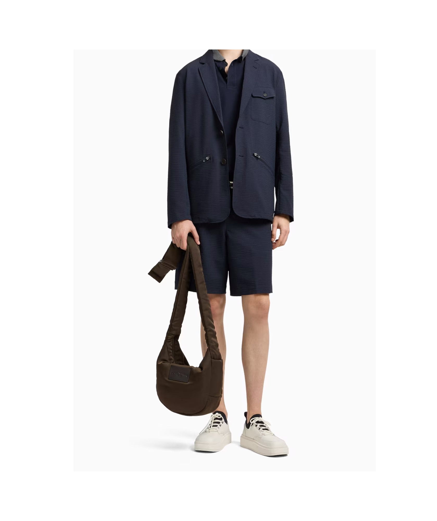EMPORIO ARMANI Emporio Armani Seersucker Elastic-Waist Tailored Shorts